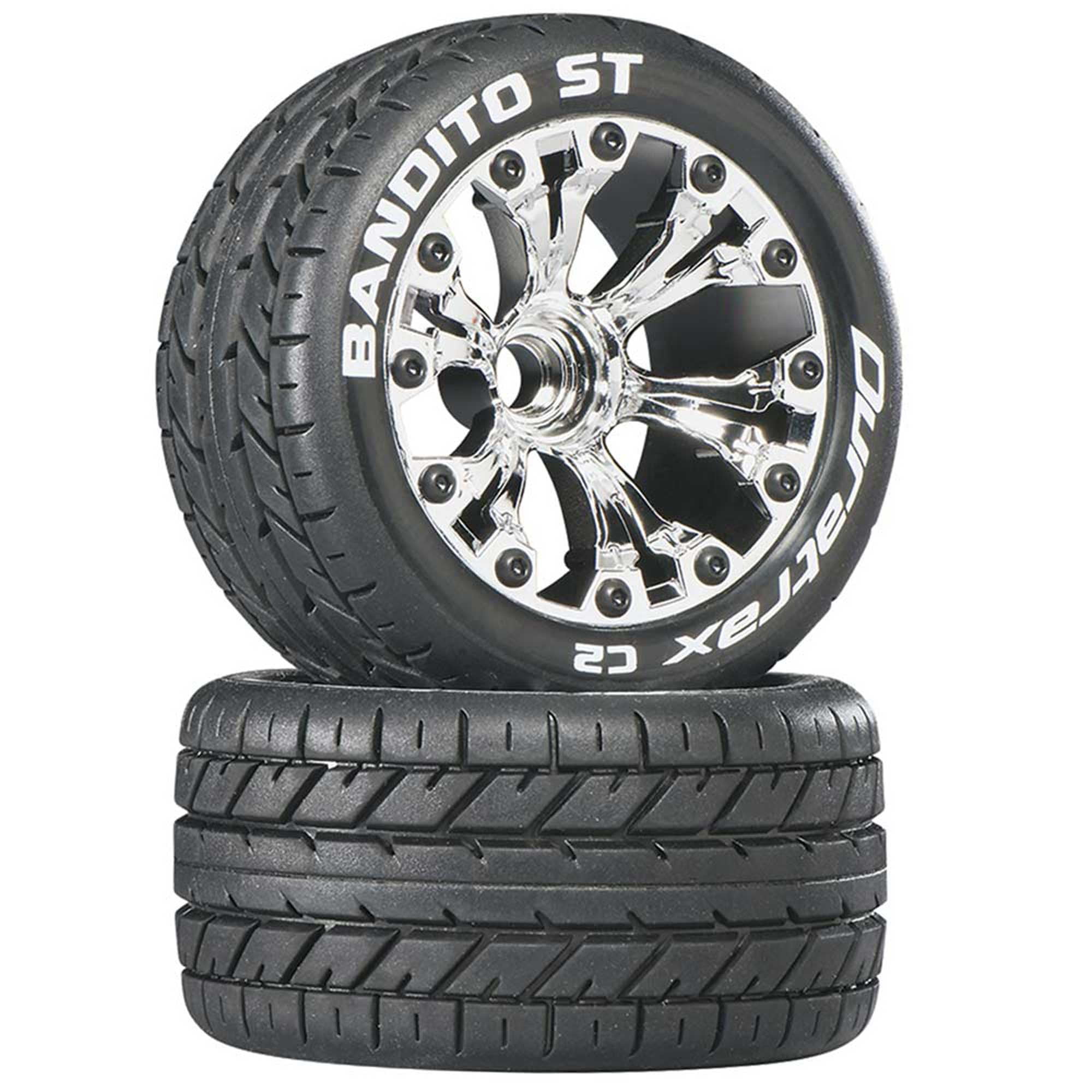 Duratrax Bandito ST 2.8" 2 Wheel Drive Mounted Front C2 Tires Chrome 2 ...