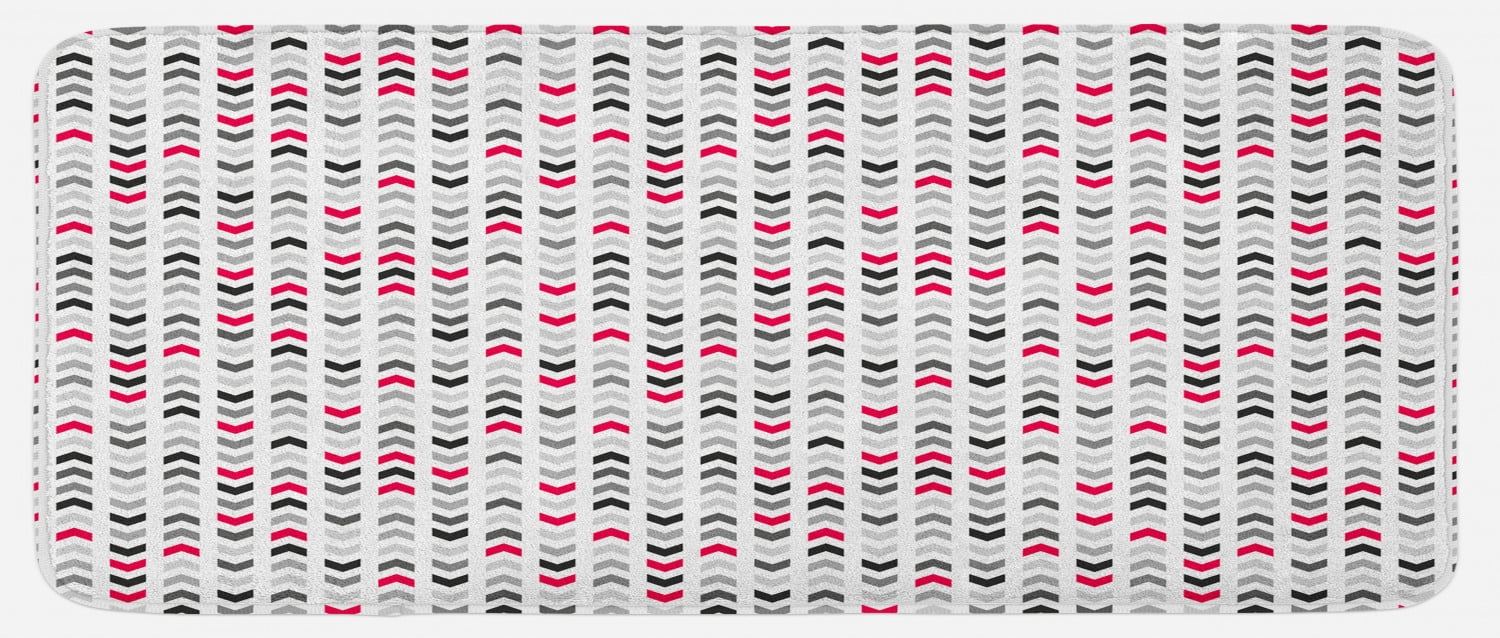 Modern Kitchen Mat, Geometrical Chevron Zig Zag Lines Triangles Pattern ...
