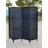 4-Panel Outdoor Privacy Screen, Patio Divider, Black Resin Wicker ...