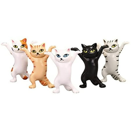 Freshwater Cat Figurines Toy Set, Funny Cartoon Anime Raising Hands ...