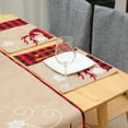Christmas Table Runner & Placemat Set, Linen Embroidered Reindeer ...