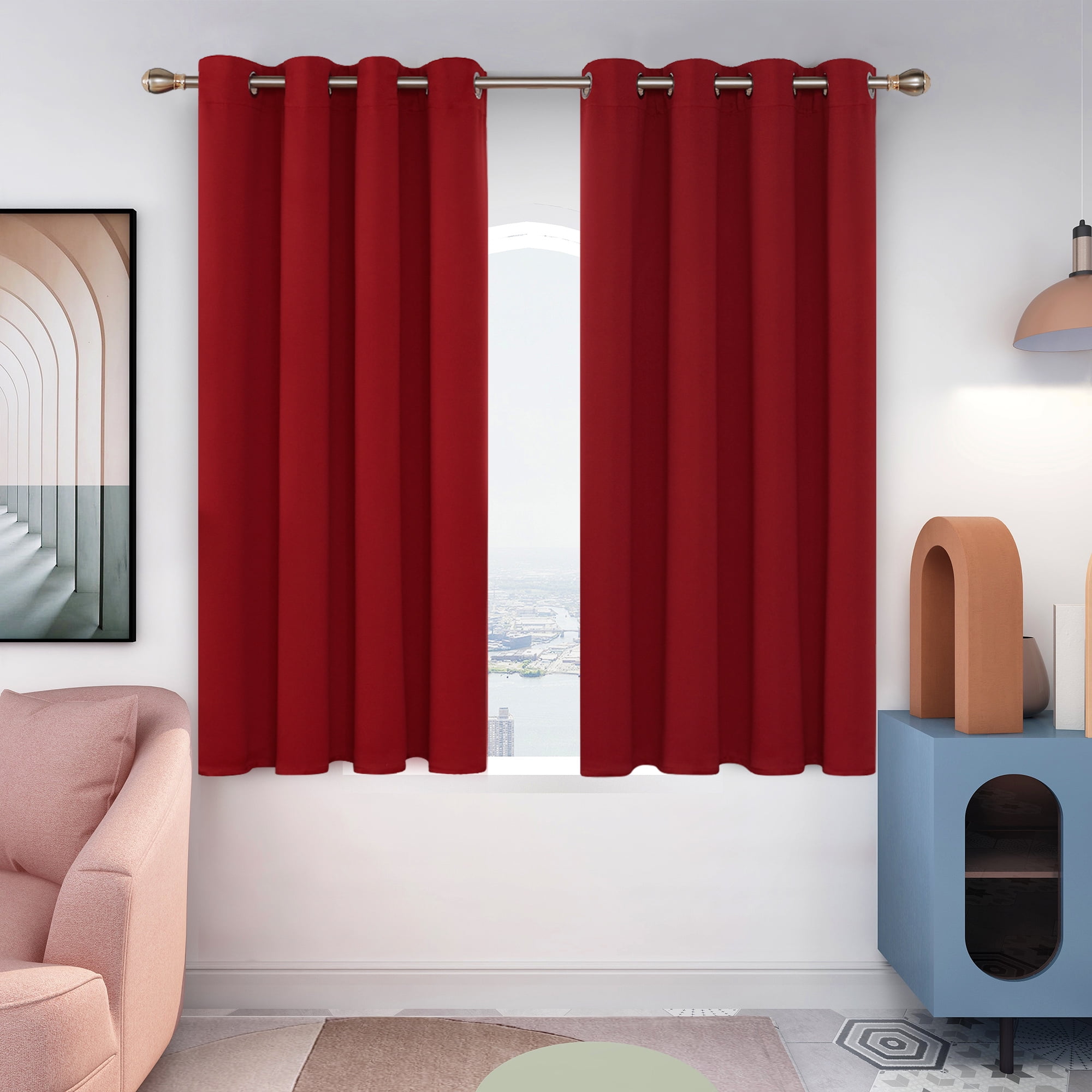 Deconovo Holiday Decorative Red Blackout Curtains - Solid Thermal ...