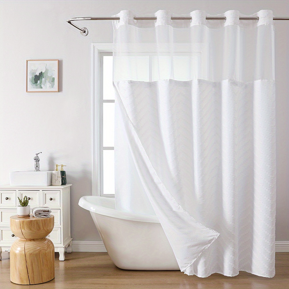 Estbridge Hookless Shower Curtain with Snap Liner Cut Flower Bohemian ...