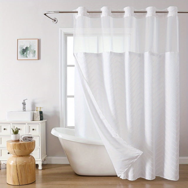 Estbridge Hookless Shower Curtain with Snap Liner Cut Flower Bohemian ...