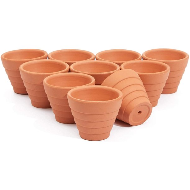 10 Pack 1.5 inch Mini Terracotta Clay Pots, Small Terra Cotta Planters ...