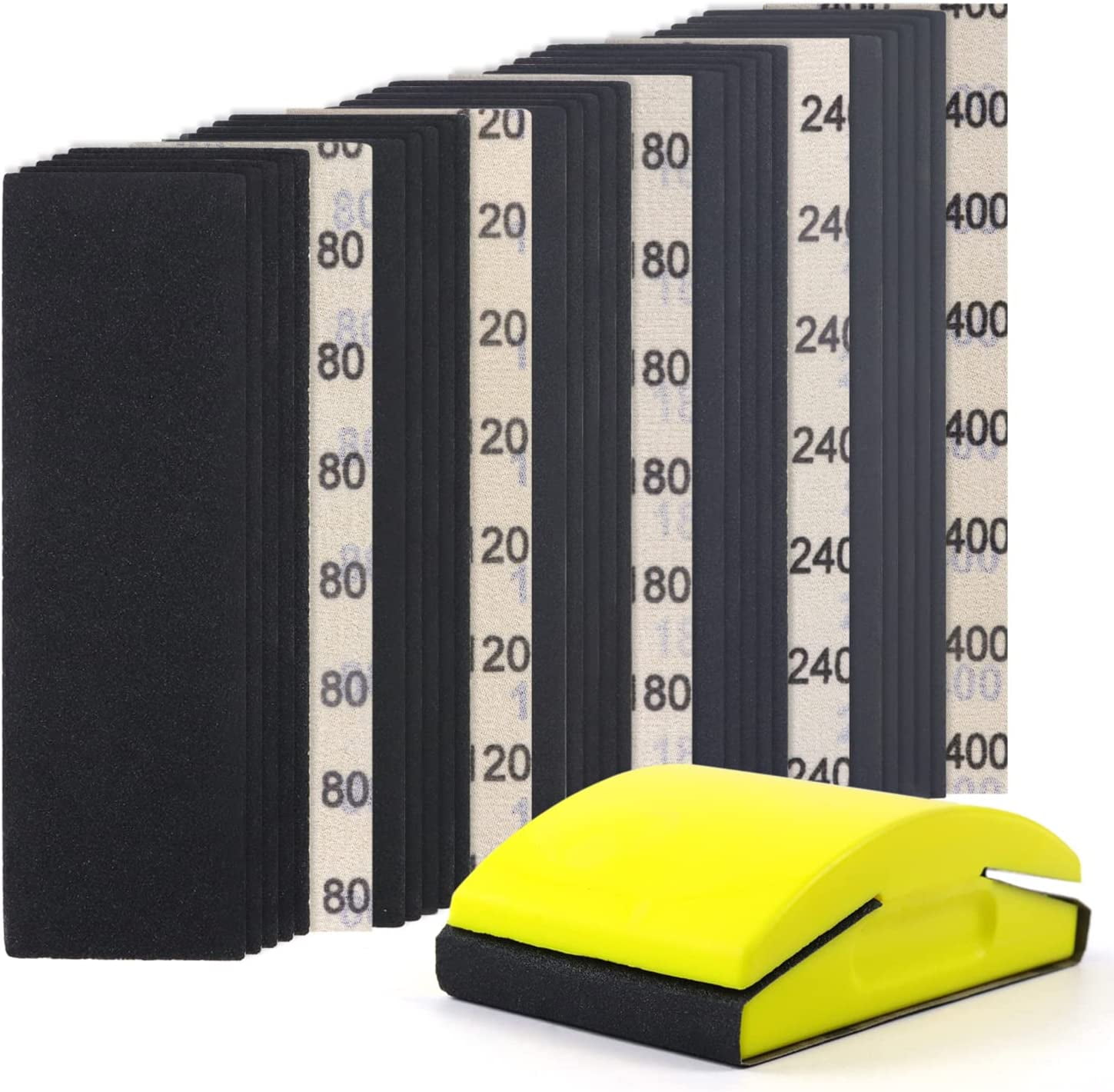 Rubber Sanding Block, 5 x 2-3/4 Inch Hand Sander Yellow + 2.75 ...