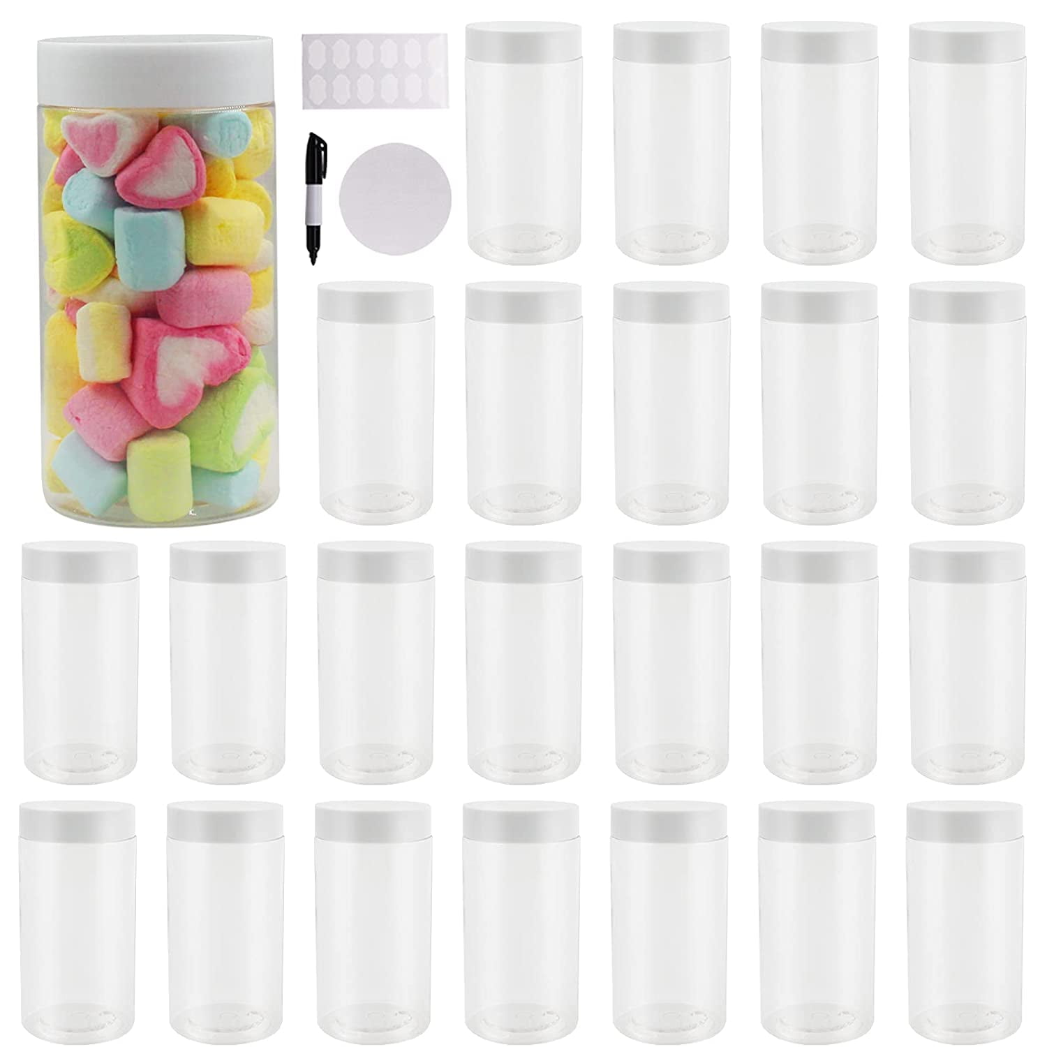 36 Pack 5 OZ（150ml）Clear Plastic Candy Tubes With Lids, A Pen &Labels ...
