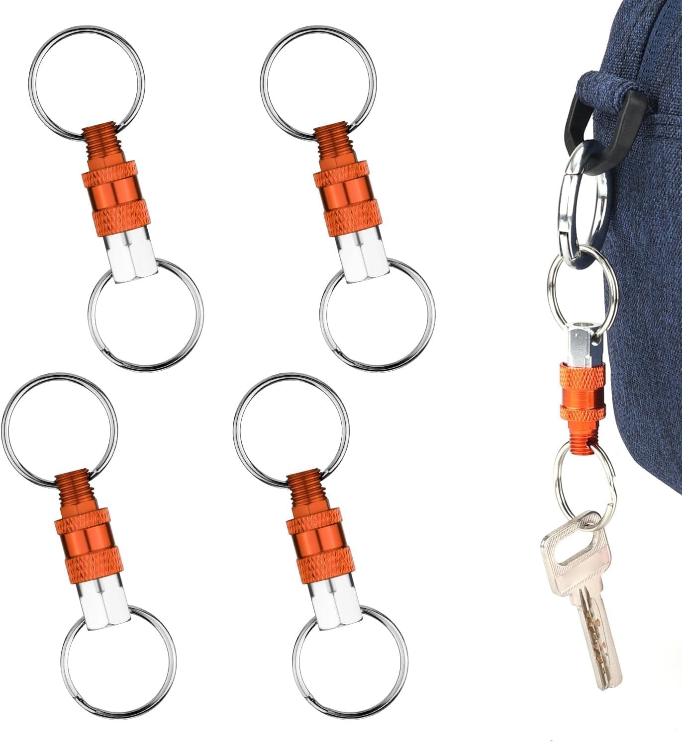 TRAHOO-4 Pack Quick Release Keychain, Aluminum Pull Apart Detachable ...