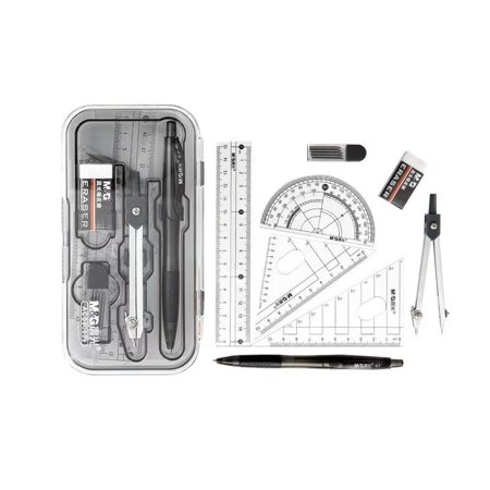 8 Piece Math Kit - Includes Compasses, Rulers, Erasers, Ballpoint Pens ...