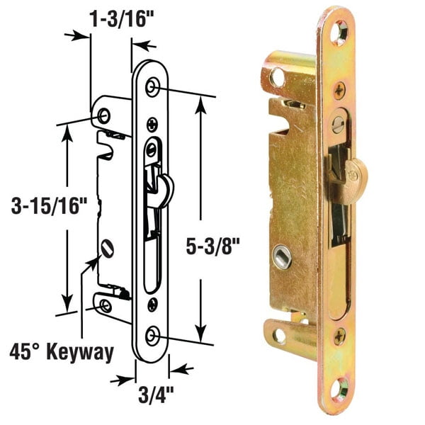 Gordon Glass® Sliding Glass Patio Door Mortise Latch with 45 Degree ...
