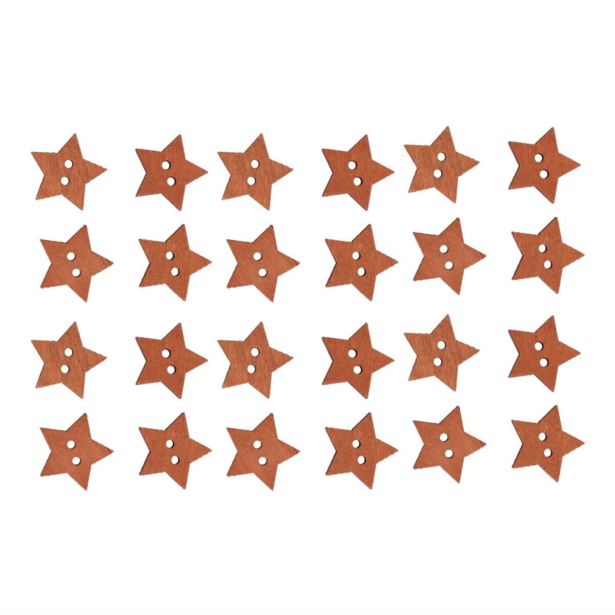 100pcs 2 Holes Wooden Stars Buttons Five-Pointed Star Shaped Buttons ...
