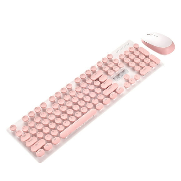 Pink Wireless Keyboard Mouse Set