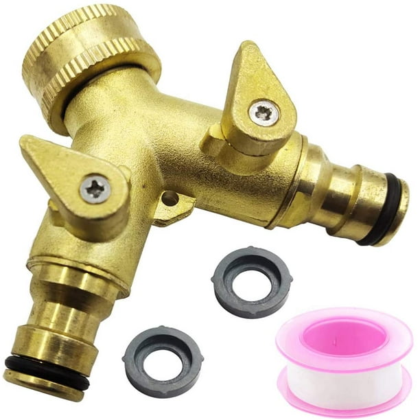 2 Way Hose Splitter, All Copper Pacifier Spigot Adapter Hose Valve ...