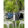 Abstract White Striped Round Outdoor Tablecloth with Umbrella Hole ...