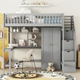 Bellemave Full Size Loft Bed with Stairs, Wardrobe, Desk & Storage - Gray - Walmart.com