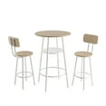 3-Piece Modern Bar Table Set with Stools & Shelf, Kitchen Counter ...