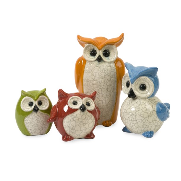Colorful and Rare Set of 4 Enchanted Owls - Walmart.com