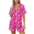 Asgosdo Women Two Piece Sets Pajamas Floral Print Short Sleeve Botton ...