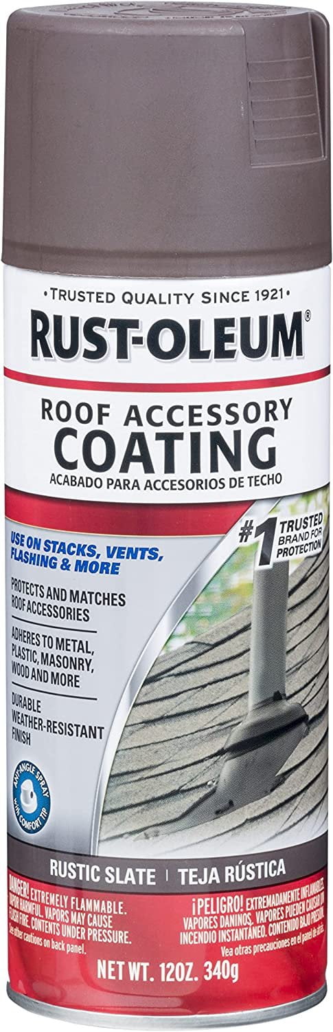 Rust-Oleum 285222 Roof Accessory Spray Paint, 12 oz, Rustic Slate/Brown ...