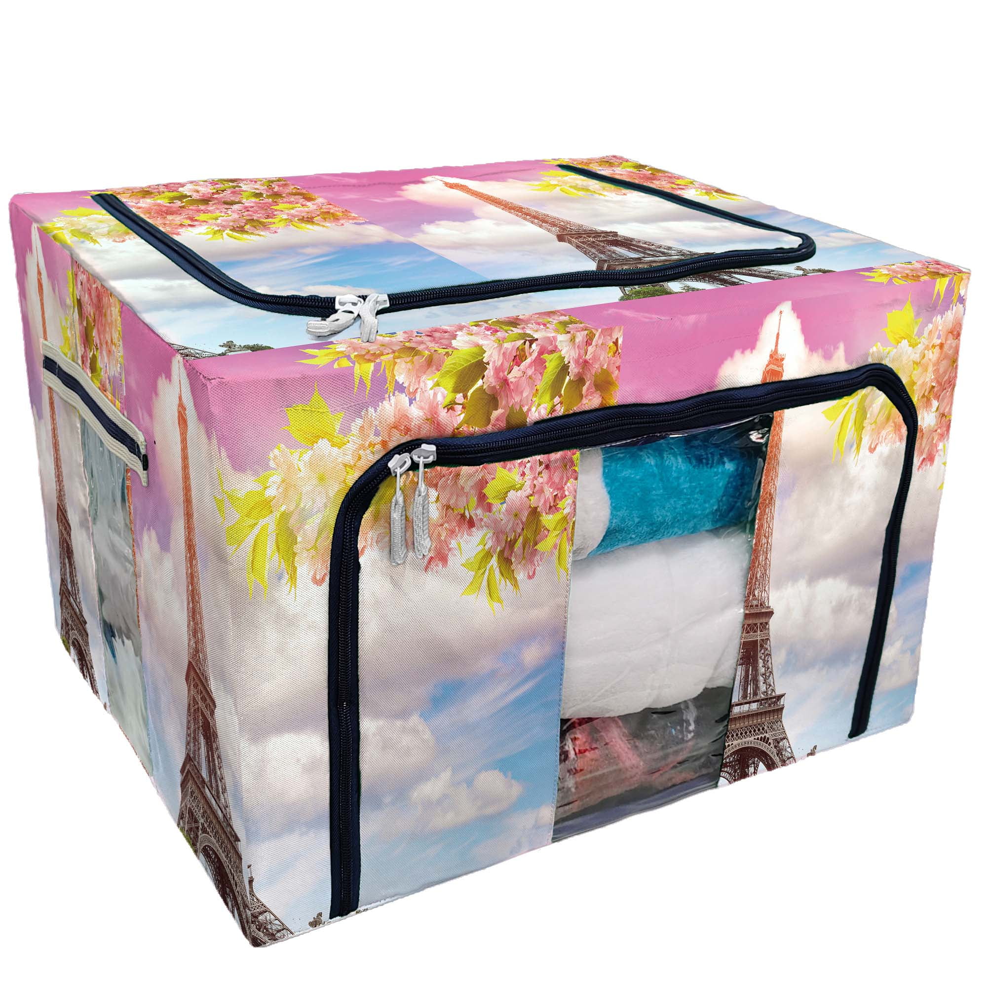 ECZJNT Eiffel Tower Paris sunset sky spring cherry tree Storage Bag ...