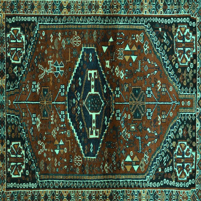 Ahgly Company Machine Washable Indoor Square Persian Turquoise Blue ...