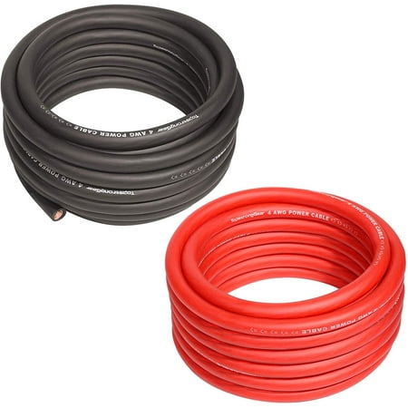 TOPSTRONGGEAR 4 Gauge Black&Red 50ft Power/Ground Wire True 4 AWG Power ...