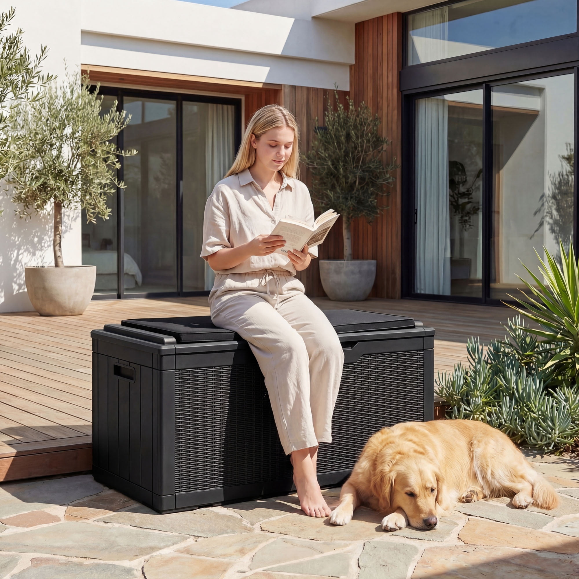 Click here for Homall 100-Gallon Outdoor Resin Deck Box For All-W... prices