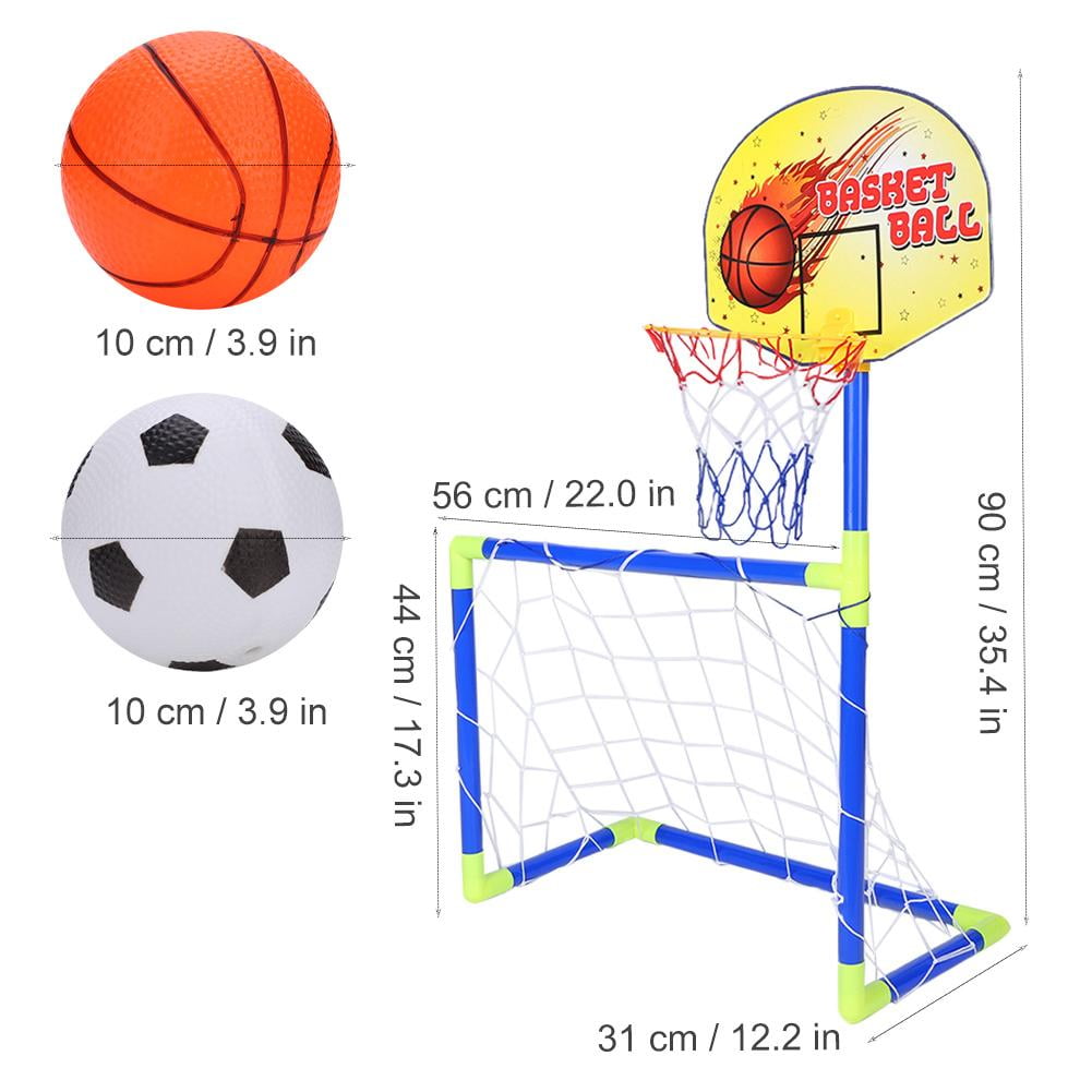 Tebru 2 In 1 Children Portable Football Basketball Set Soccer Goal Hoop ...