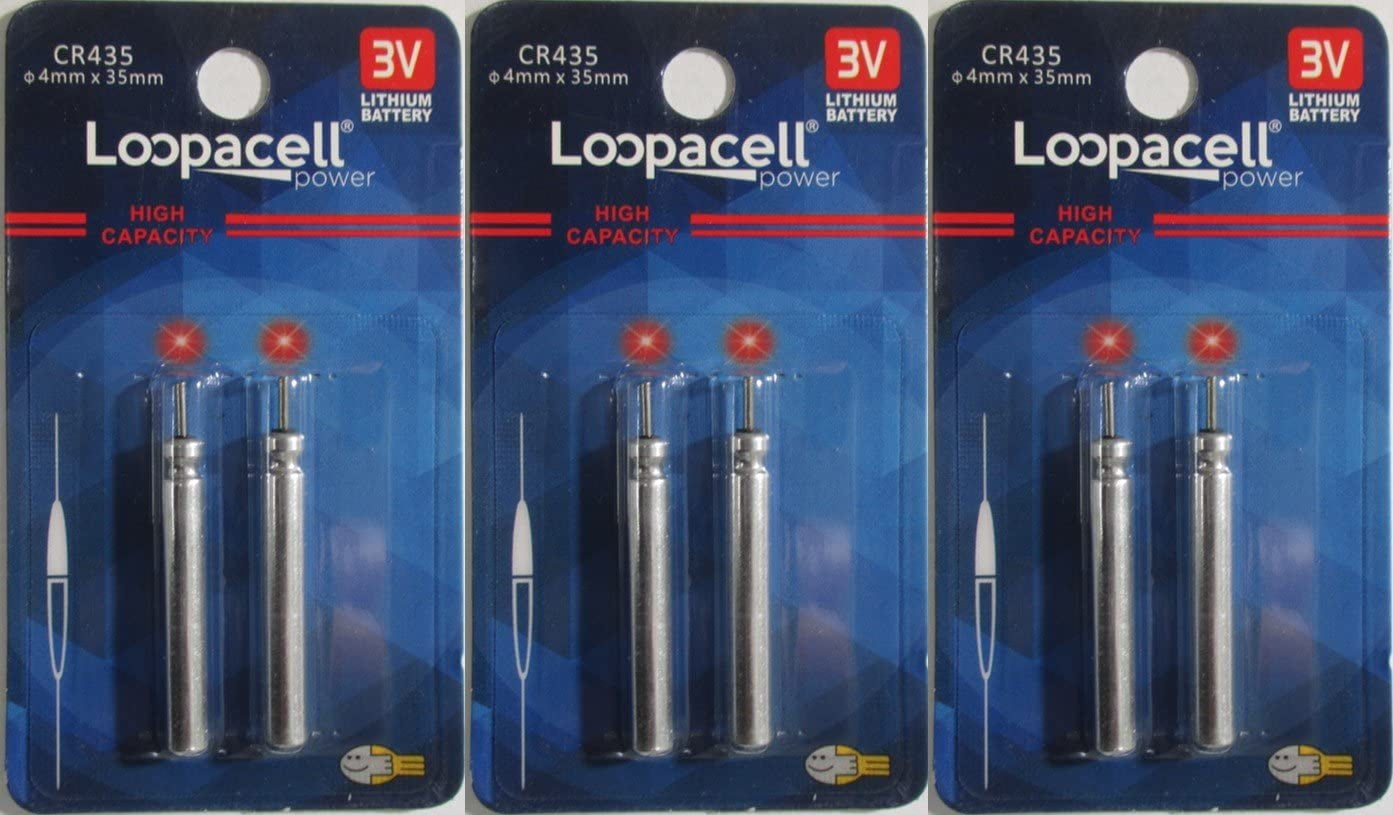 6 Loopacell CR435 BR435 435 Lithium Pin Type Cell 3V for Fishing Lures ...