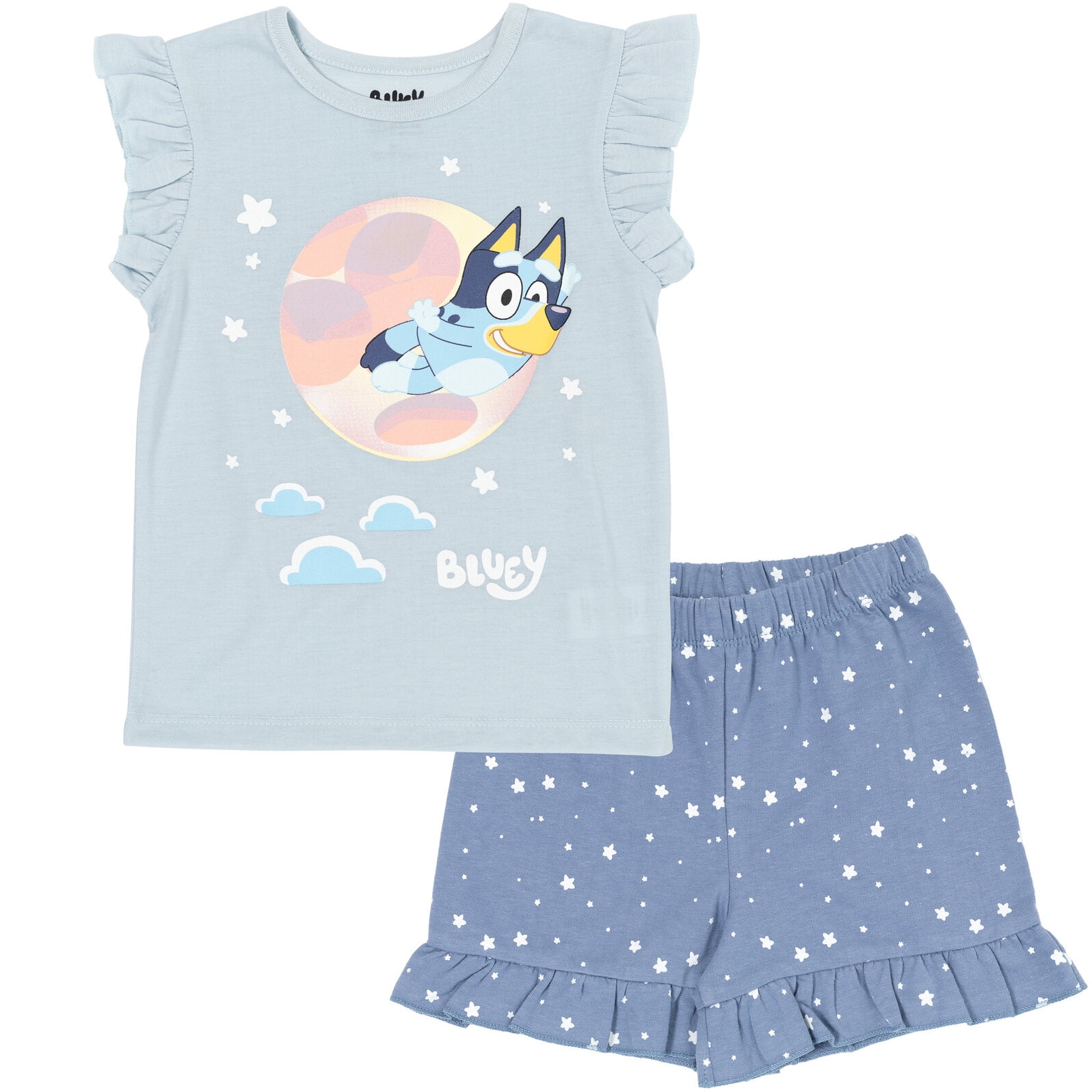 Bluey Girls T-Shirt and French Terry Shorts Outfit Set Toddler to Big ...