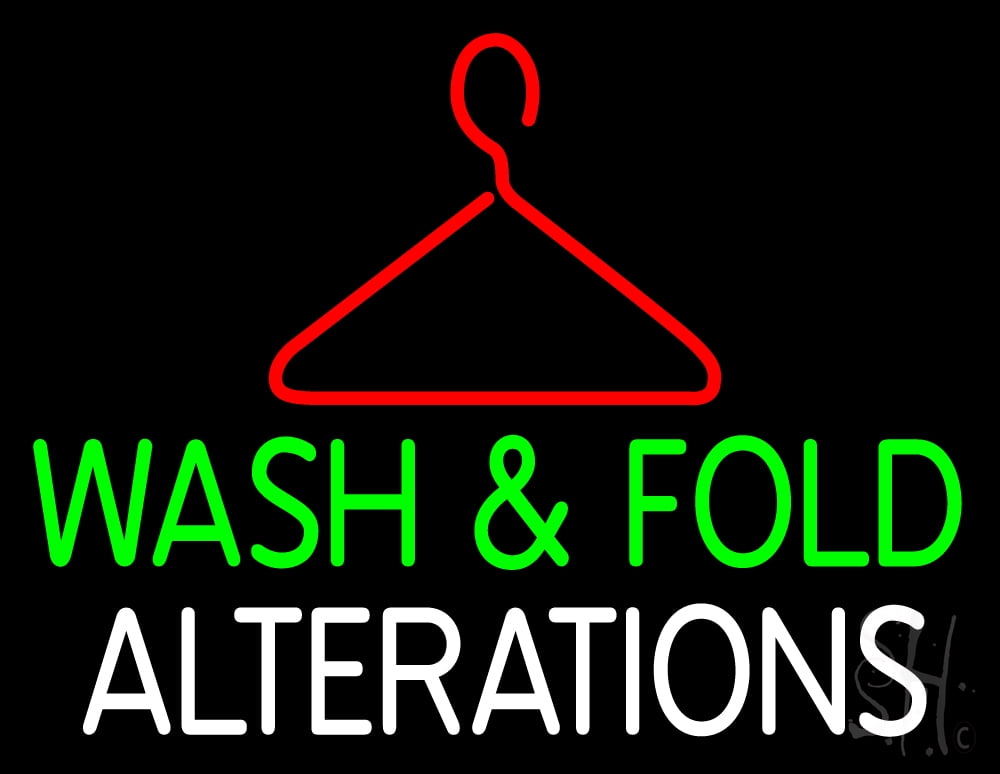 Wash And Fold Alterations LED Neon Sign 24" Tall x 31" Wide - inches ...
