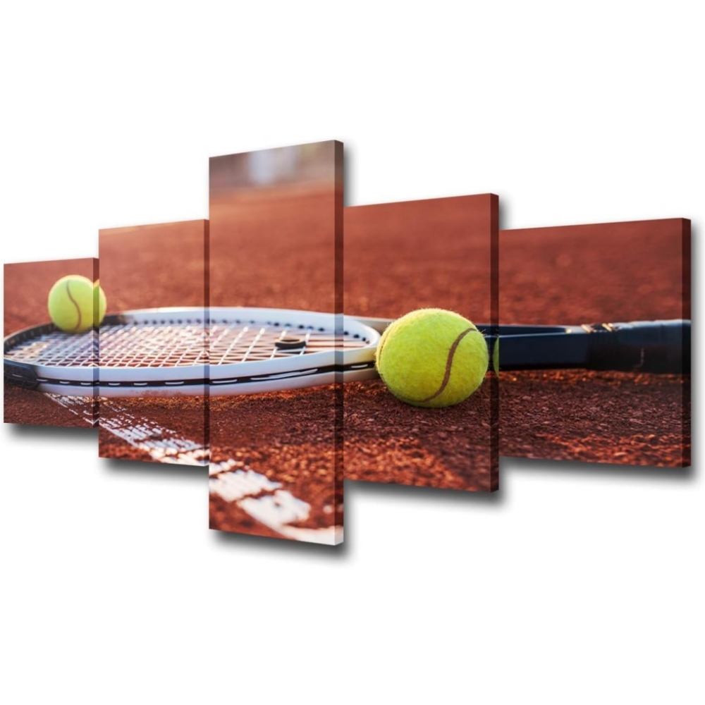 TISHIRON 5PCS Framed Sports Theme Canvas Wall Art Set,50"x24" Tennis ...