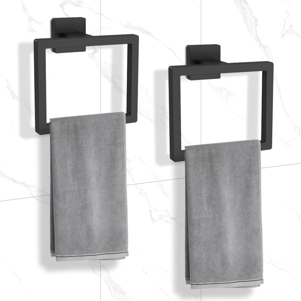 Click here for Eigthtail 2pcs Matte Black Square Towel Ring Moder... prices