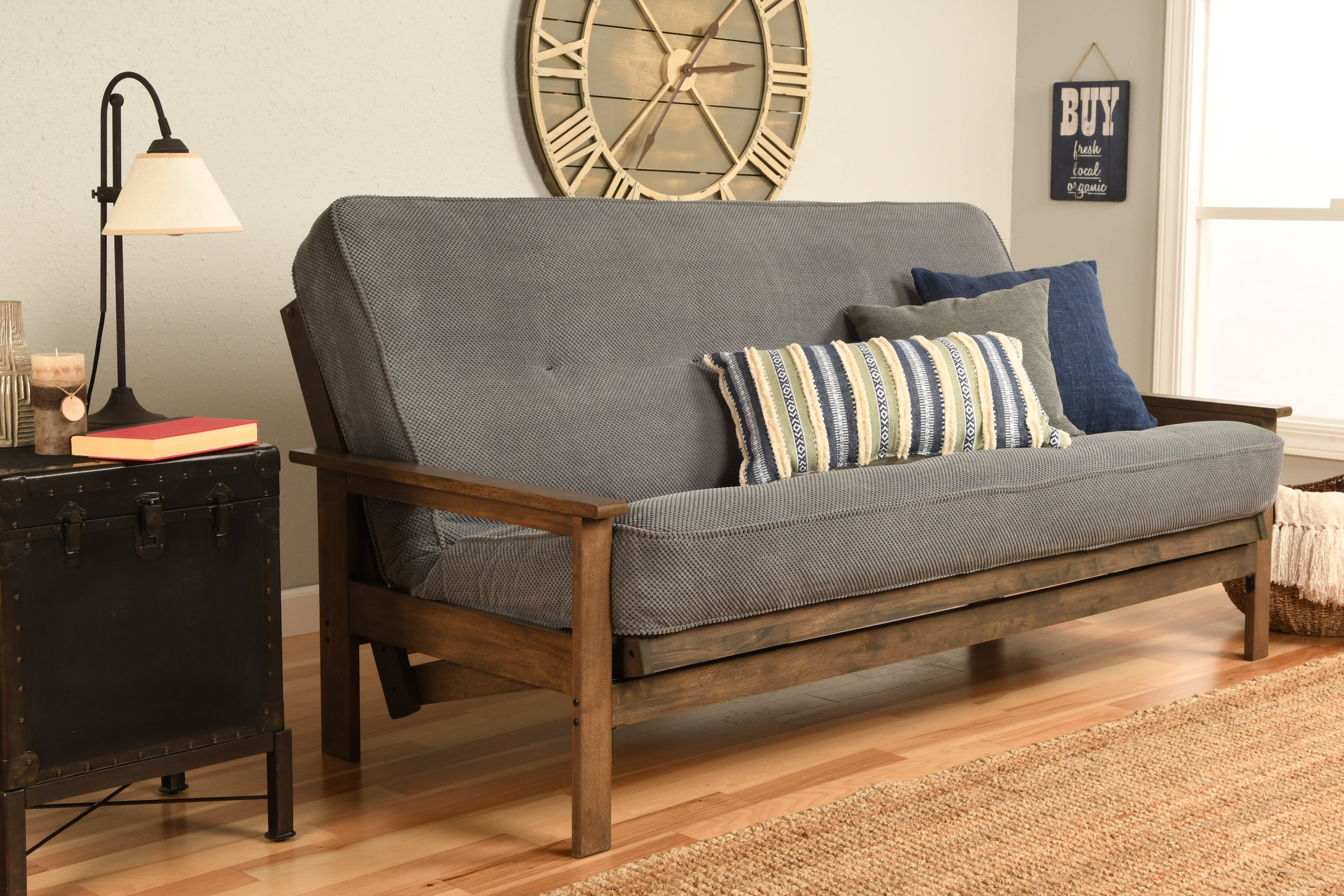 Albany Futon in Rustic Walnut Finish, Multiple Colors - Walmart.com