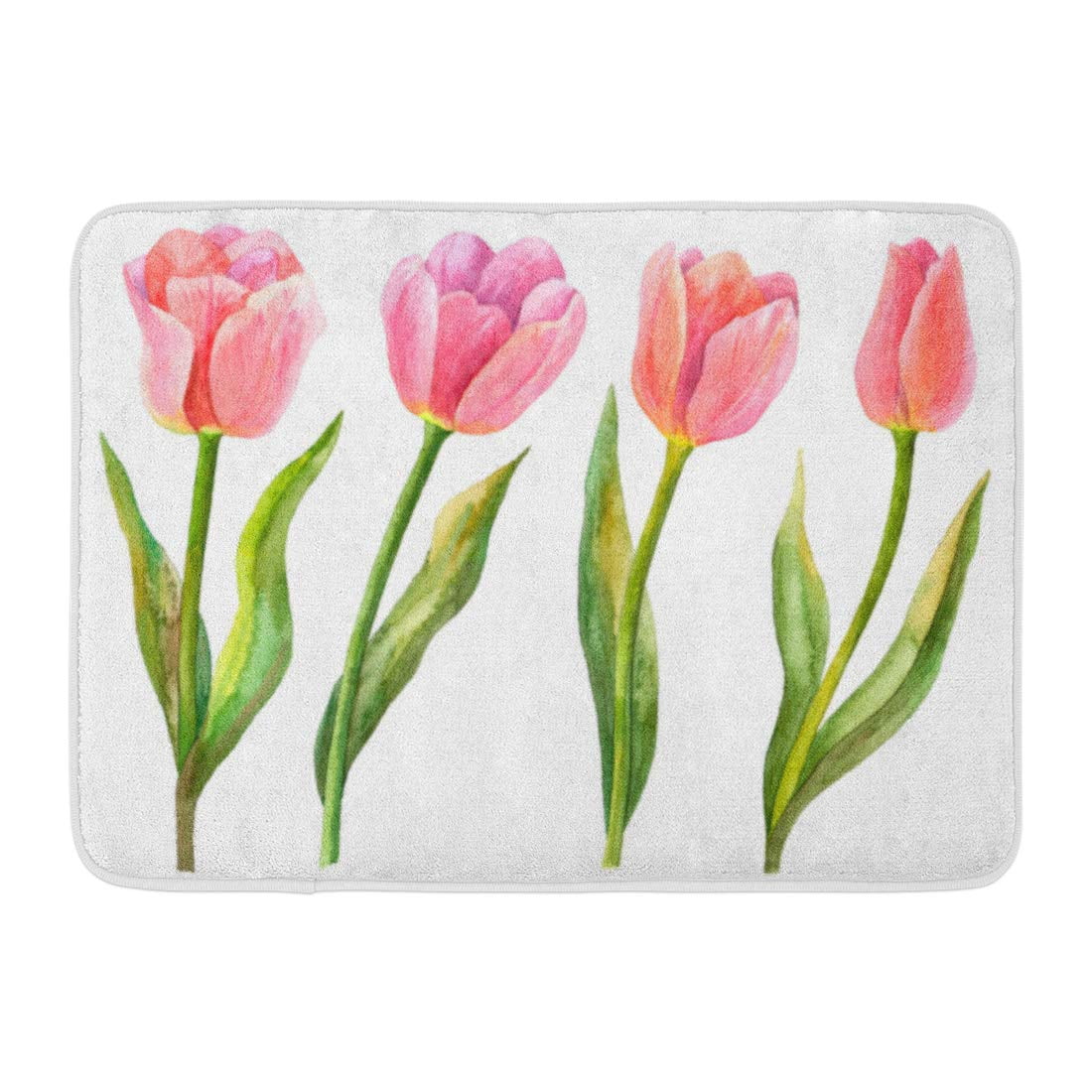 GODPOK Green Bloom Pink Retro Watercolor Tulips of Spring Flowers ...