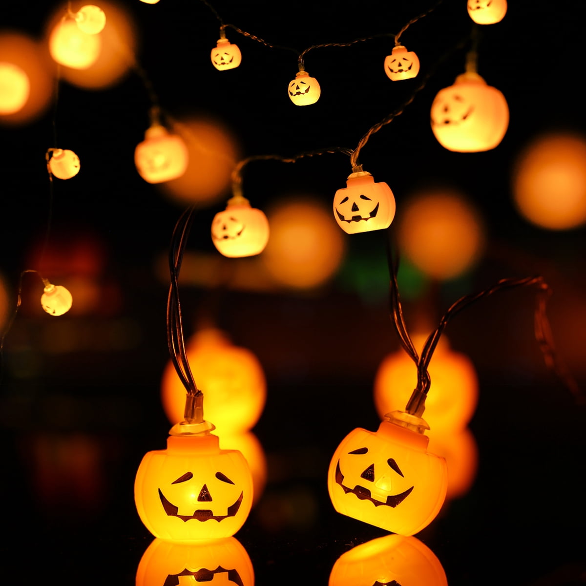 BUTORY 2Pcs LED Skeleton Pumpkin Ghost Bat Hanging Fairy String Lights ...