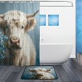 Bath Curtain & 60x72in Non-Slip Bath Mat Set 12-Grommet Shower Curtain ...