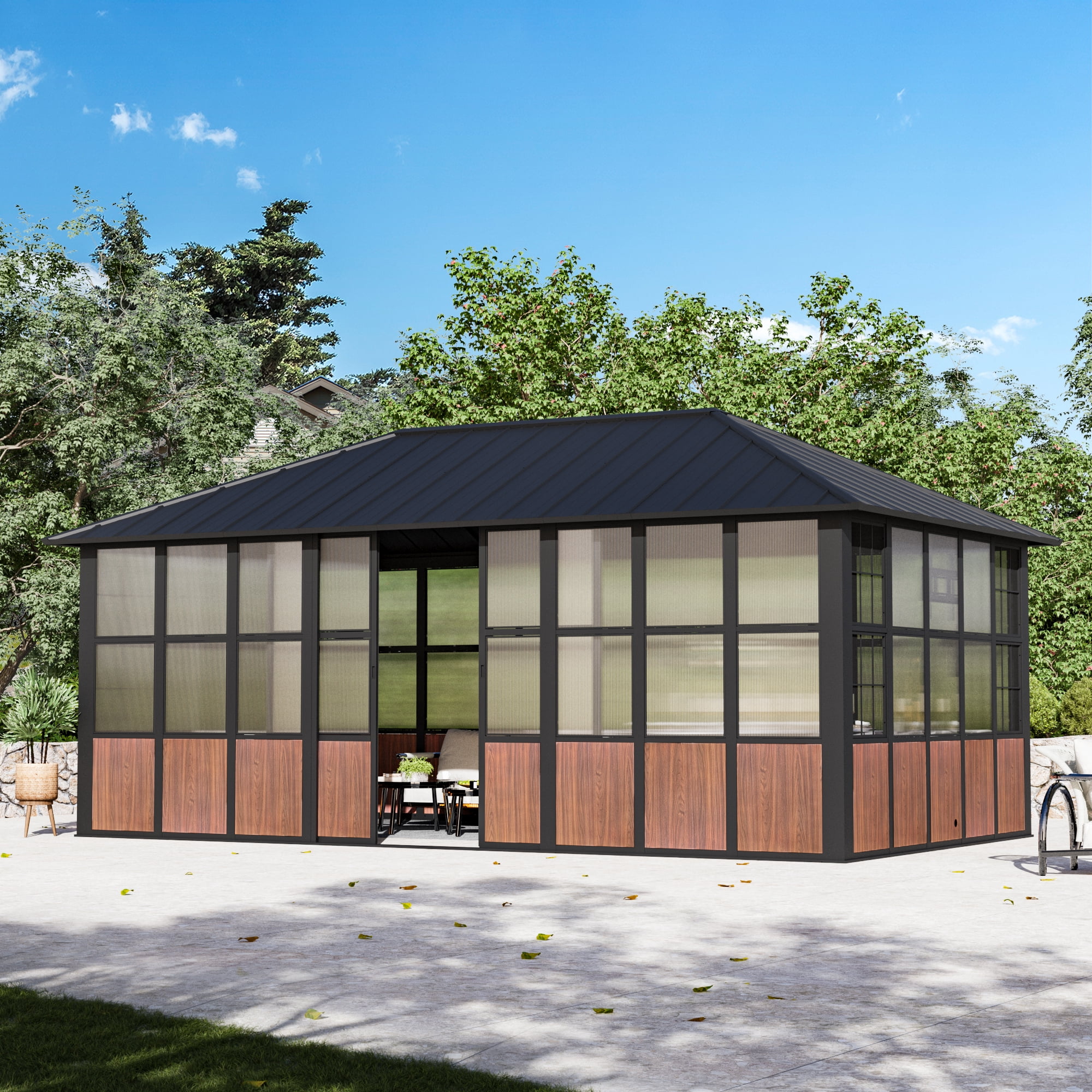Click here for Modern Shade 12x20 Solarium Sunroom Gazebo  Tv Mou... prices