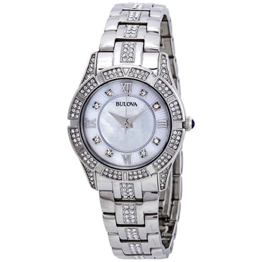 Bulova Women's Marine Star Diamonds Blue Mother of Pearl Watch 96R215 ...