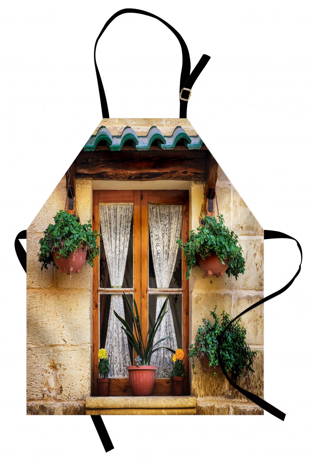 Shutters Apron Basket of Flowers Historic Building Window with Classic ...