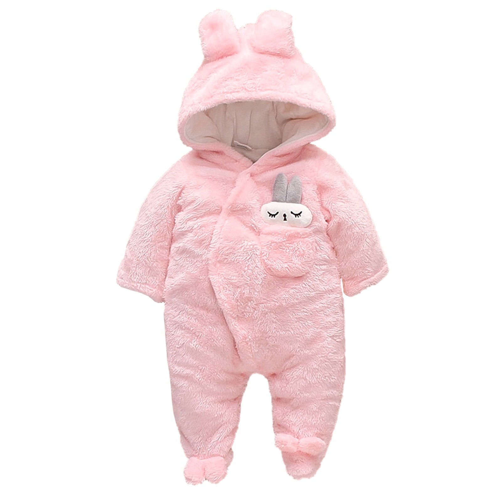 PatPat Newborn Rabbit Warmer Snowsuit Fleece Hooded Romper Jumpsuit for ...