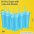 24 Pcs Reusable Cups with Lids and Straws 24 oz Glitter Iced Coffee ...