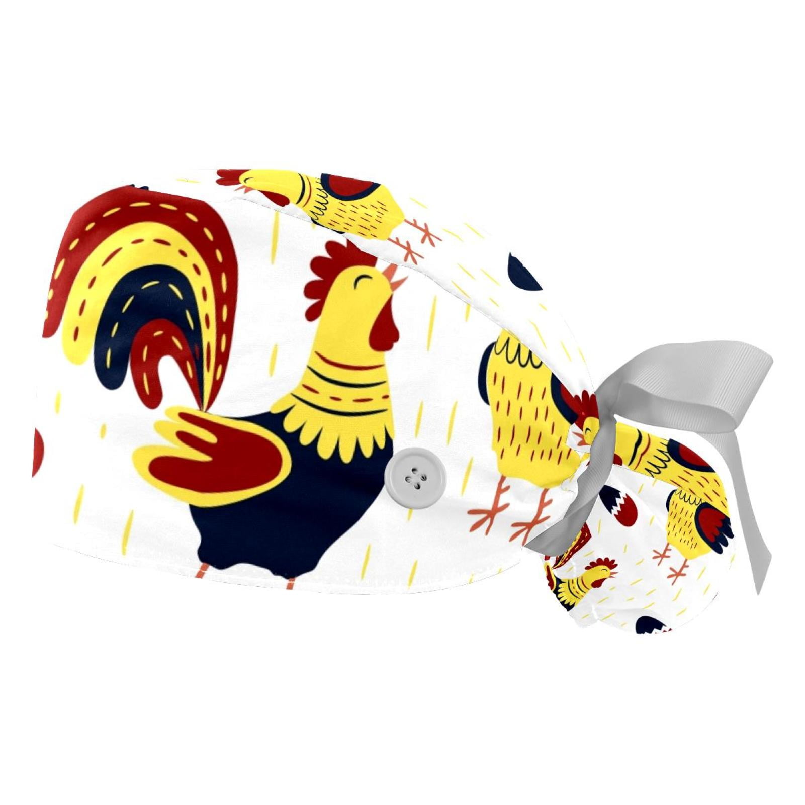 2PCS Long Hair Working Cap with Buttons and Sweatband Ribbon Tie Back ...