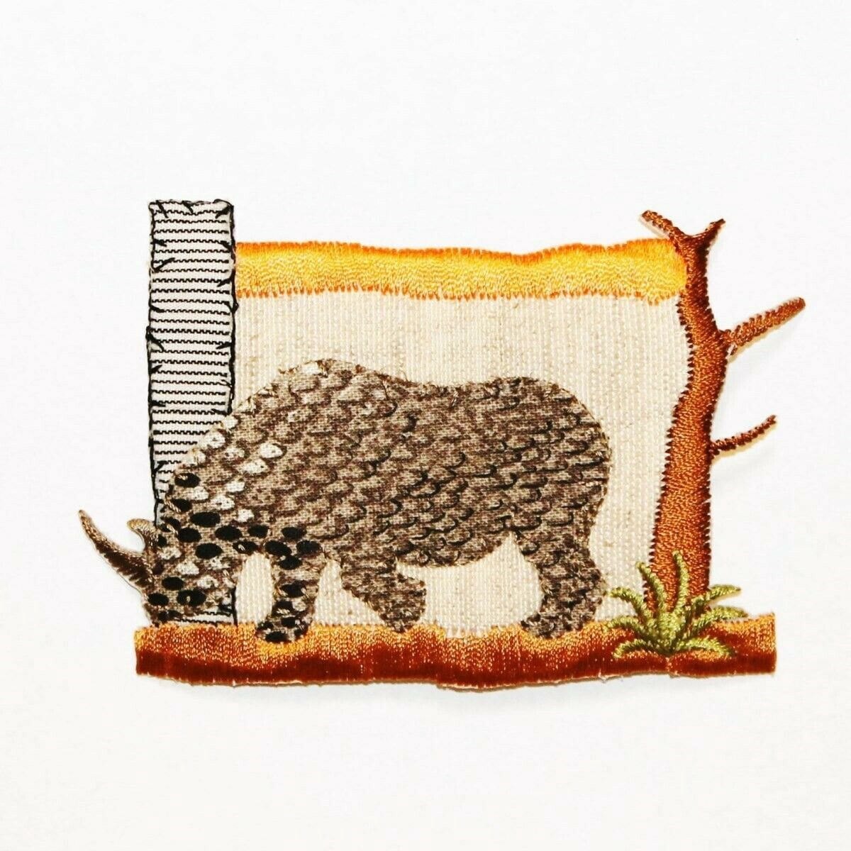 ID 0587 African Rhinoceros Patch Scene Rhino Safari Embroidered Iron On ...