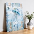 Blue Jellyfish Canvas Wall Art for Living Room, Nautical Coastal Shell ...