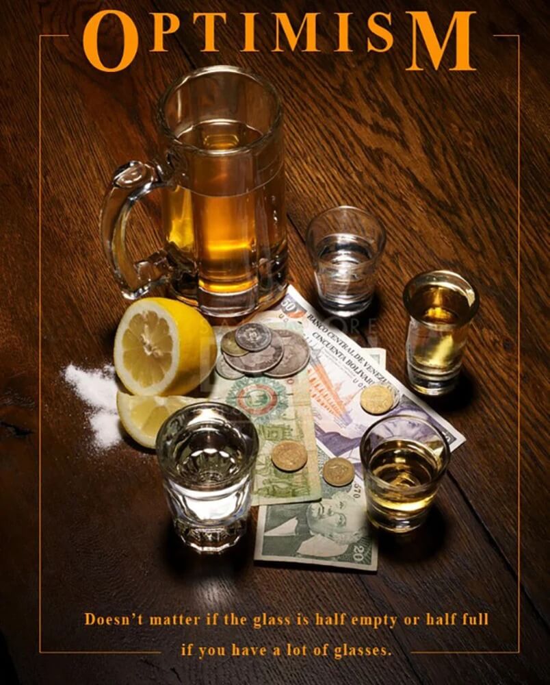 Optimism College Humour Beer Drinking Alcohol Motivational Poster 16 x ...