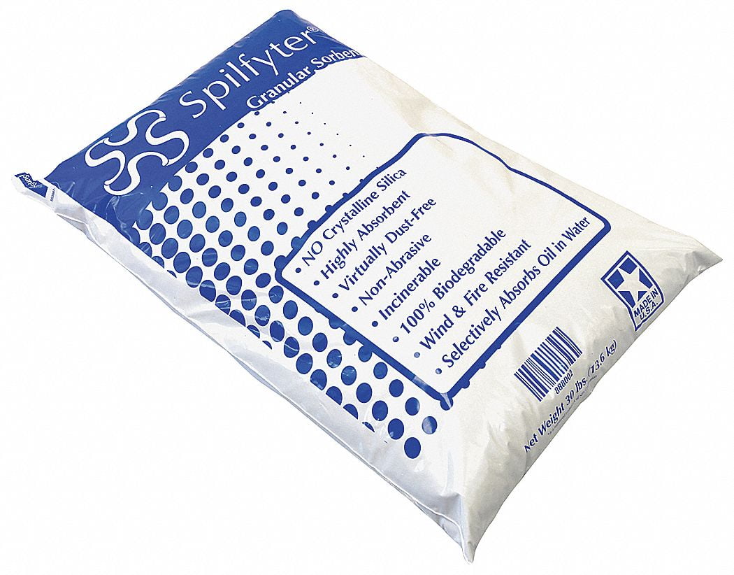 Spilfyter Granular Clay Absorbent,30 lb.,Bag,Gray 888002 - Walmart.com