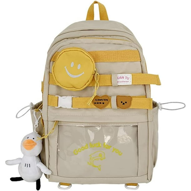 Preppy Backpack Smiley Face for School Cute Kawaii Backpack for Teen ...