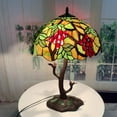 Bieye L10765 Grape Tiffany Style Stained Glass Table Lamp with Tree ...