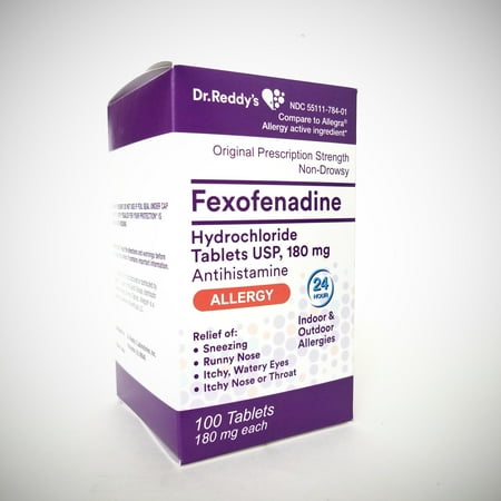 Dr. Reddy's Allergy, Fexofenadine Hydrochloride Tablets, 180 mg, 100 ...